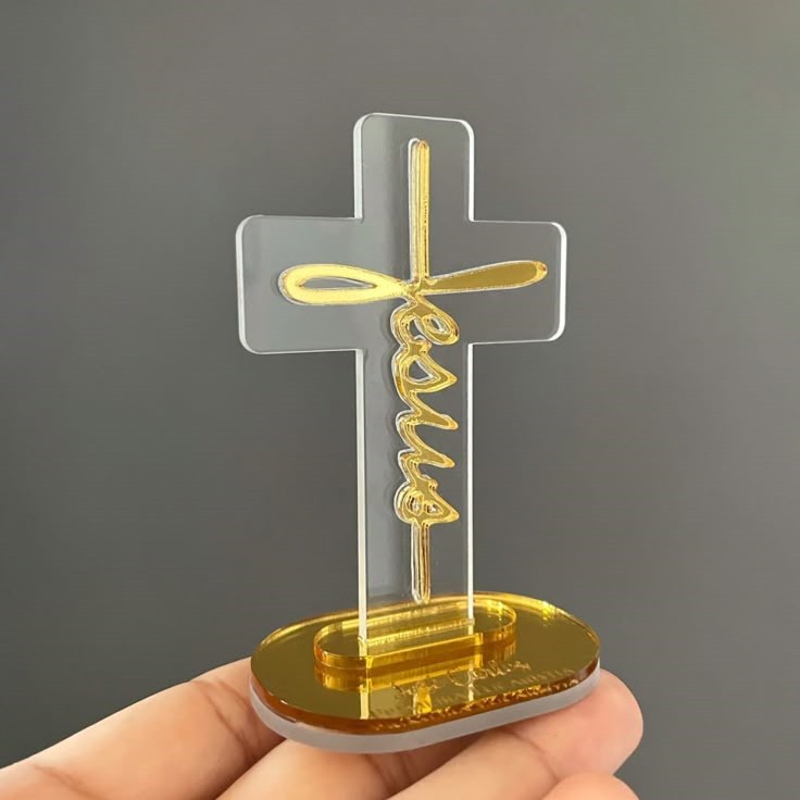 “Jesus” Acrylic cross for table decor – Agape Decors